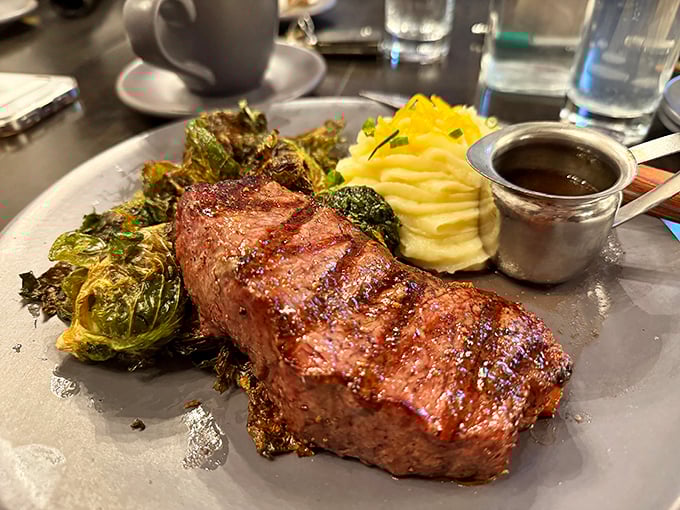 This New York strip doesn't need a pardon &ndash; it's perfectly guilty of being tender, flavorful, and accompanied by sides that refuse to play second fiddle.