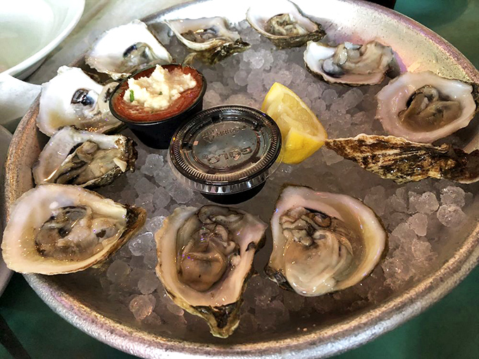 Oysters on the half-shell, nature's perfect appetizer. These briny beauties are just waiting for a squeeze of lemon and a moment of appreciation.