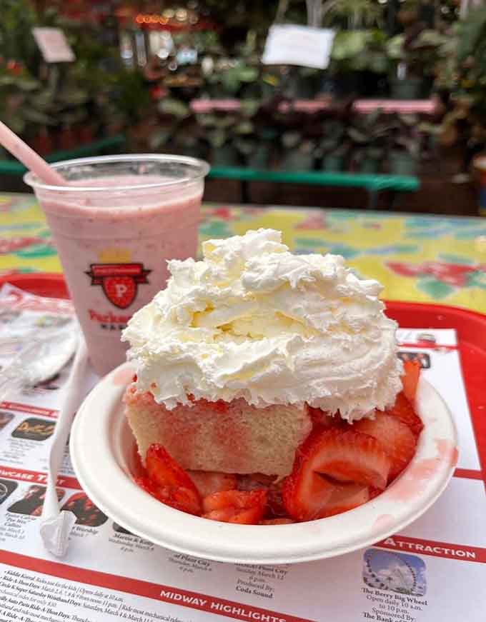 Strawberry shortcake and a shake, because apparently someone decided we deserved to be this happy today.
