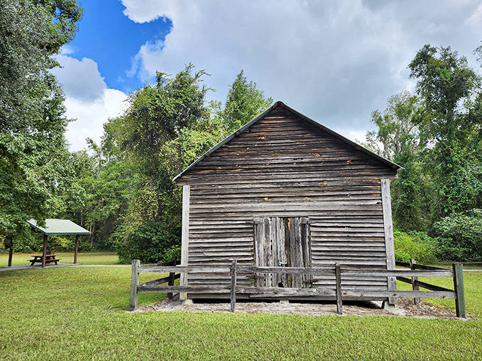 This historic cabin stands as a humble reminder of simpler times, when settlers relied on Falling Creek for their daily water needs.