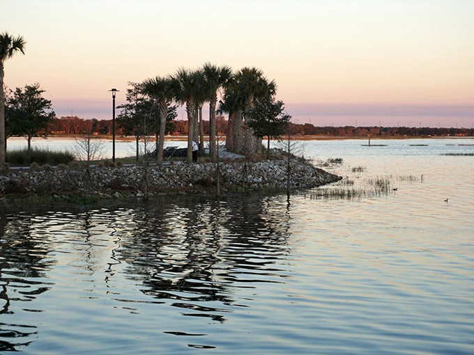 Lake Tohopekaliga's expansive waters create the perfect mirror for Florida's dramatic cloud formations, doubling nature's already impressive display.