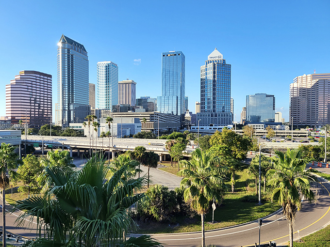Tampa's dynamic skyline rises alongside palm-lined streets, offering urban sophistication with easy access to Gulf Coast beaches just minutes away.