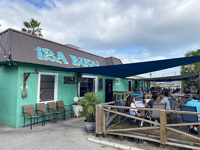The bustling outdoor deck at 12A Buoy fills with happy diners enjoying ocean views almost as delicious as the seafood on their plates.