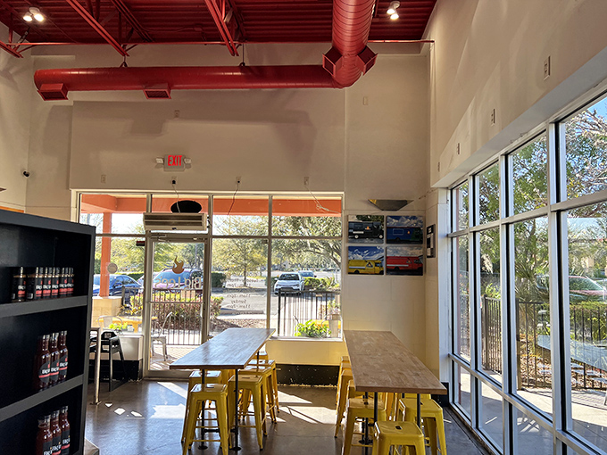 The bright, airy interior of Big Lee's lets the incredible barbecue take center stage. Those yellow stools have supported countless happy diners enjoying smoky perfection!