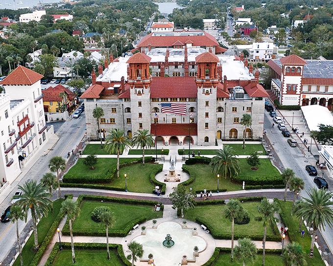 The magnificent Flagler College, once the Ponce de Leon Hotel, stands as a monument to Gilded Age opulence in St. Augustine's historic heart.