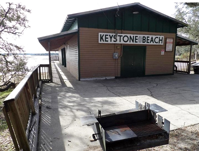 Keystone Beach's pavilion stands as a charming throwback to simpler times, when entertainment didn't require charging ports or Wi-Fi passwords.