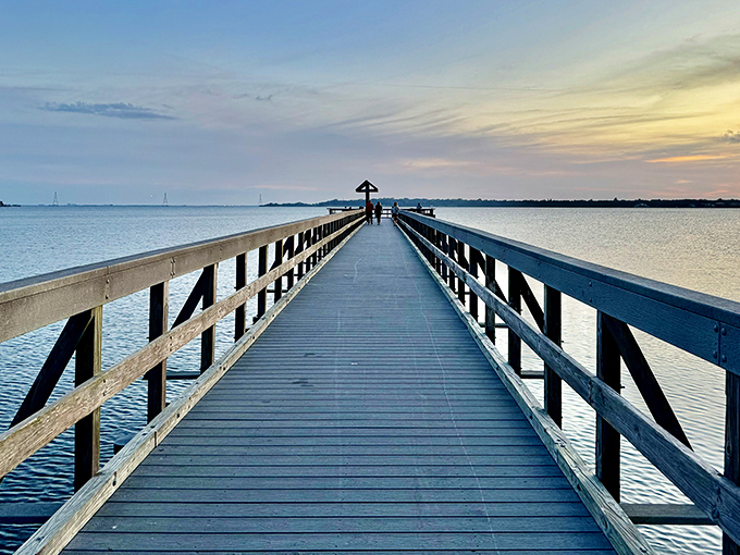 R.E. Olds Park's iconic pier stretches into Tampa Bay, offering sunset views that rival any painting.