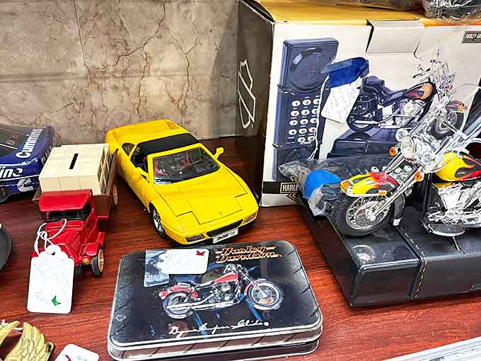 Miniature vehicles with maximum nostalgia &ndash; that yellow Ferrari might be small enough for a shelf but carries dreams bigger than any garage.