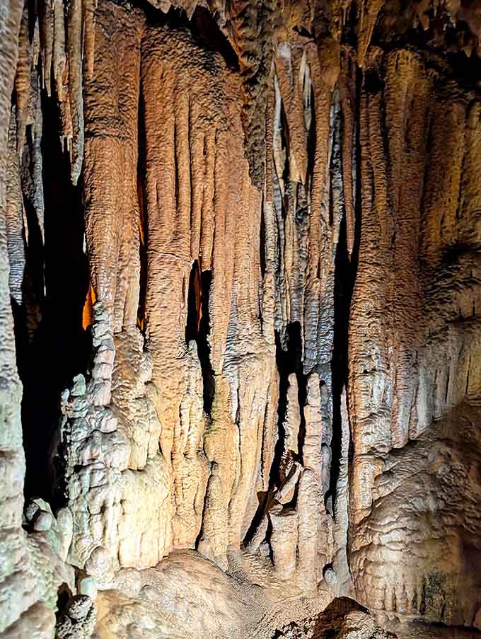 These stone icicles seem frozen in time, each one representing thousands of years of mineral deposits, one drop at a time.