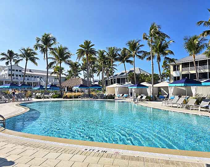 South Seas Island Resort's sprawling pools feature islands of palm trees, creating a tropical paradise on Captiva's shores.