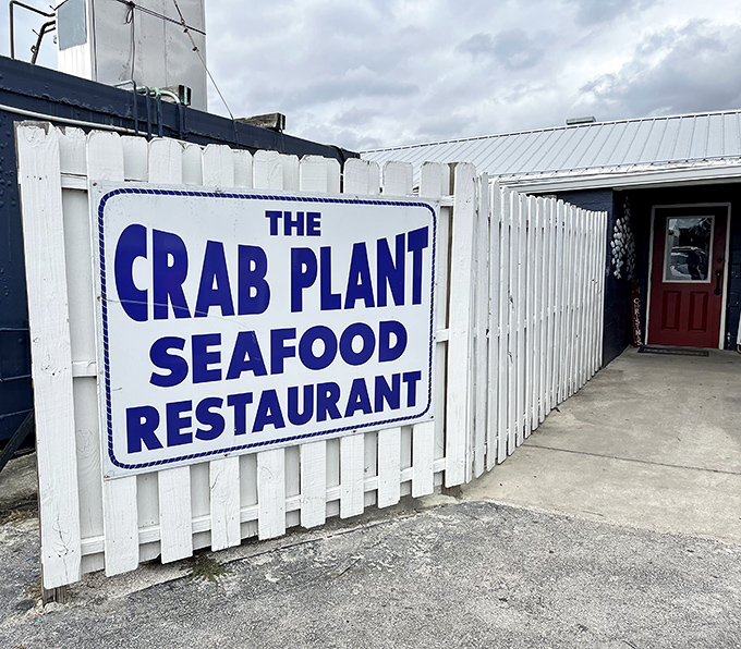 The Crab Plant's simple white building and straightforward sign hint at the seriously good seafood waiting inside this Crystal River institution.