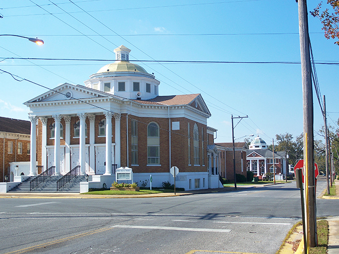 A magnificent brick church with a classic white dome anchors Marianna's historic district, where time seems to slow down just for visitors.