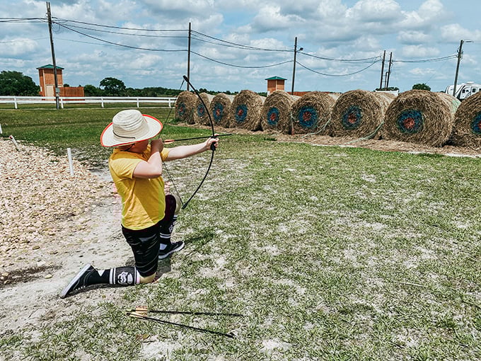 Channeling their inner Robin Hood, guests test their archery skills against hay bale targets rather than dinner &ndash; a modern luxury.