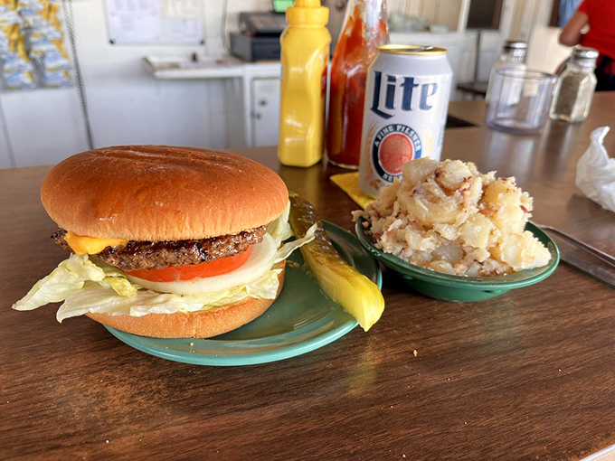 A classic burger for the fish-averse &ndash; though passing up smoked seafood here is like visiting Paris and skipping the Eiffel Tower.