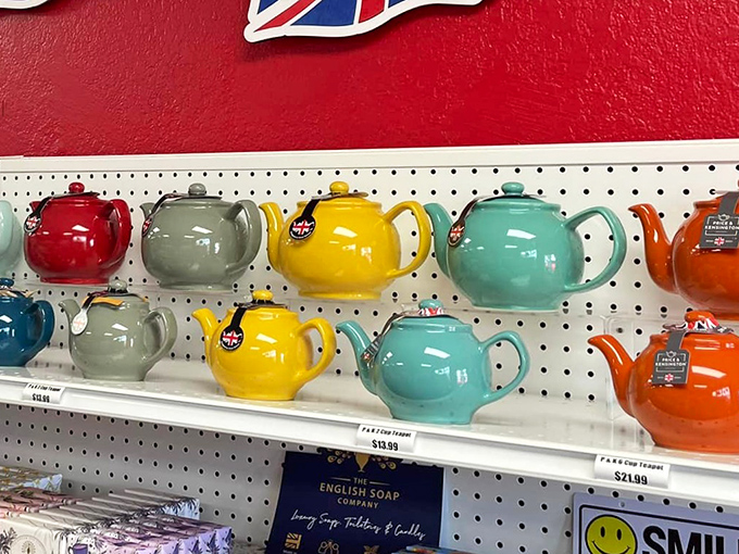 These colorful teapots aren't just kitchenware but cultural icons, representing the British ritual of brewing that perfect cuppa just so.
