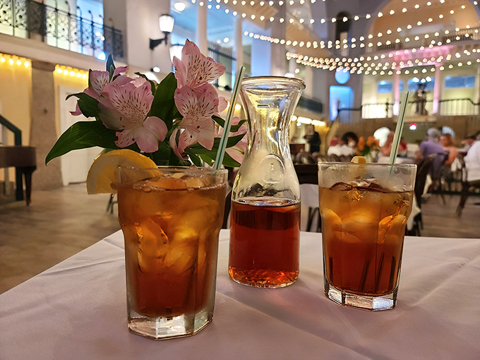Sweet tea in what was once America's sweetest swimming spot. The ice cubes are the only things taking a dip these days.