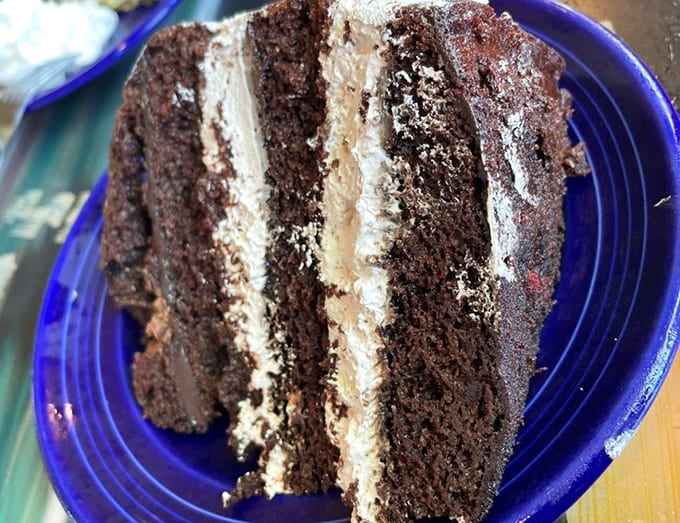 Layers of chocolate cake and frosting stacked higher than your willpower, and twice as tempting to devour.
