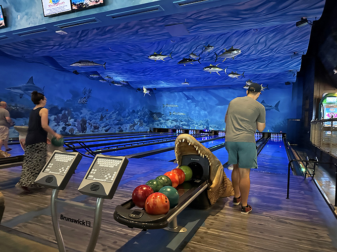 Forget everything you know about bowling alleys &ndash; these lanes feature shark-head ball returns and underwater scenery that makes gutter balls almost enjoyable.