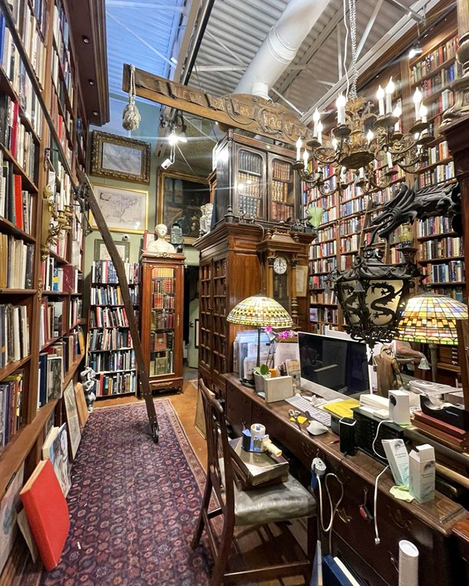 Command central &ndash; where literary expeditions begin and end, surrounded by the organized chaos of a true book lover's paradise.