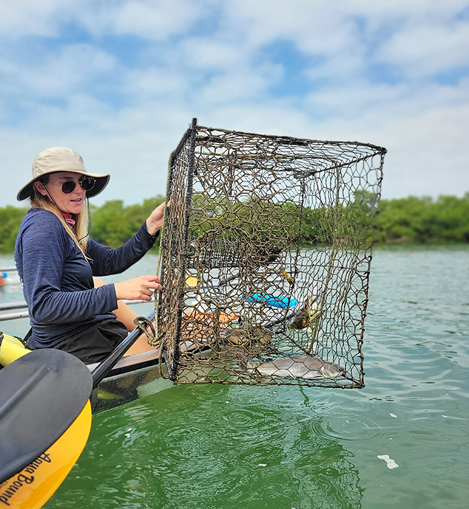 Treasure hunting, Florida-style: That moment when you realize dinner might just swim right into your trap &ndash; seafood doesn't get fresher than this!