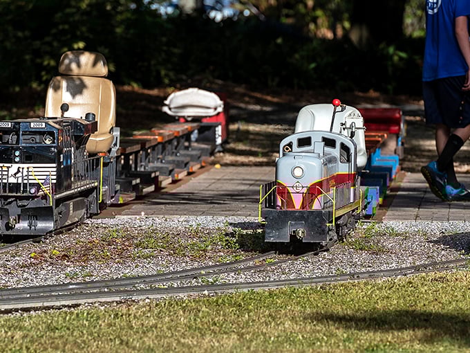 Multiple locomotives await their turn at the station &ndash; each one representing countless hours of loving craftsmanship.