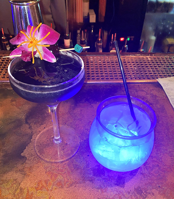 Colorful cocktails that glow under the bar's special lighting create Instagram-worthy moments that taste as good as they look.