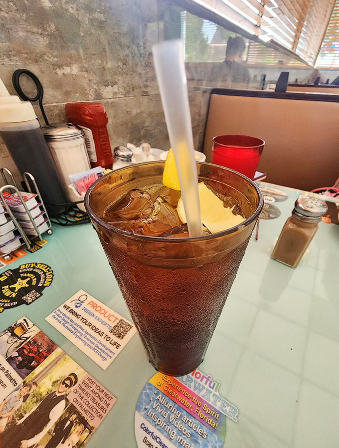 Iced tea served in a proper diner glass with a lemon wedge &ndash; the unofficial state beverage of Florida and perfect companion to any meal.