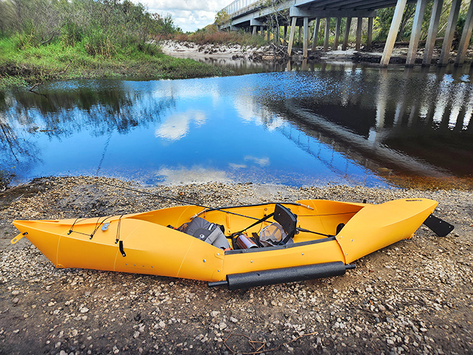 Kayaking opportunities abound &ndash; that bright orange vessel is basically screaming "put me in the water and forget your emails exist!"