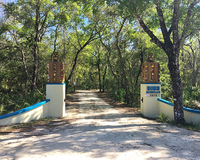 The entrance to Bob's River Place promises old-fashioned water fun ahead &ndash; no fancy waterpark needed.