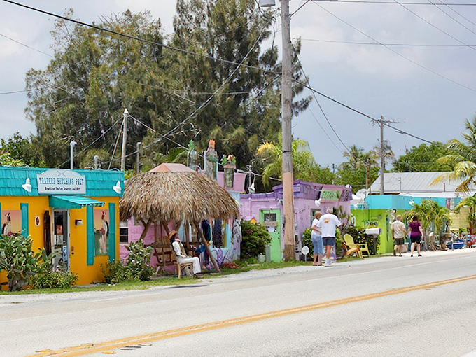 Matlacha's vibrantly colored buildings burst with Florida charm, housing art galleries, shops, and seafood restaurants along the main street.