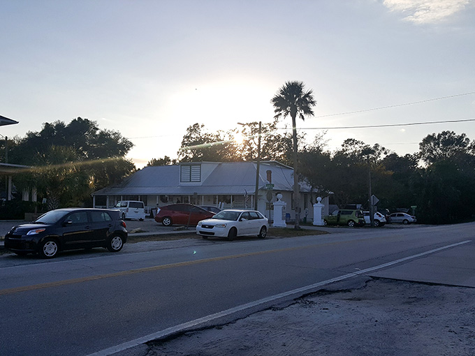 Quiet streets at golden hour capture Cassadaga's peaceful essence, where time seems to move at its own leisurely pace.