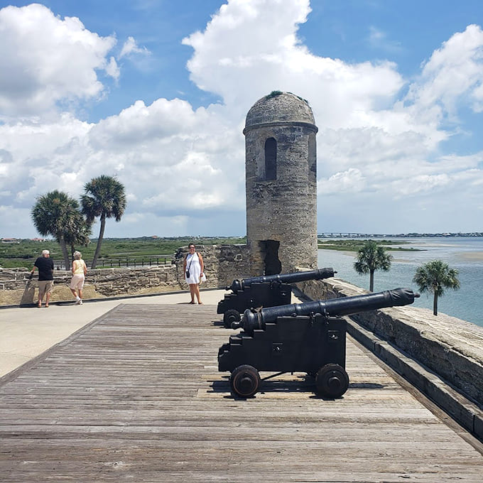 These cannons aren't just for show, they're the real deal, ready to defend against threats that thankfully never come.