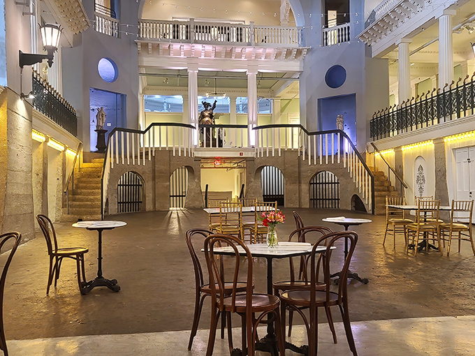 Empty tables waiting for hungry patrons like diving boards once awaited swimmers—the anticipation of pleasure remains unchanged.