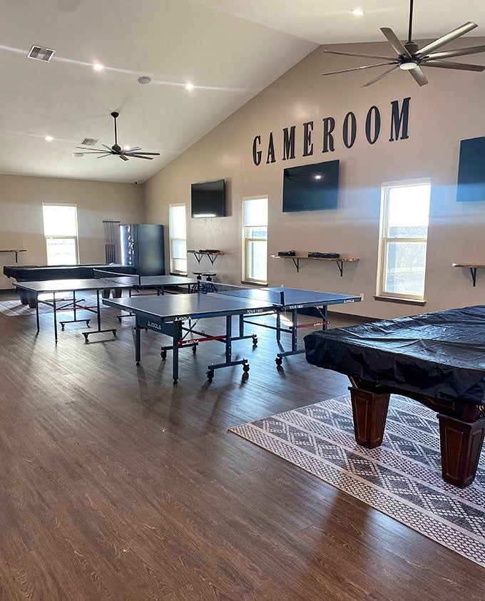 The game room promises hours of friendly competition when you need a break from all that outdoor relaxation.