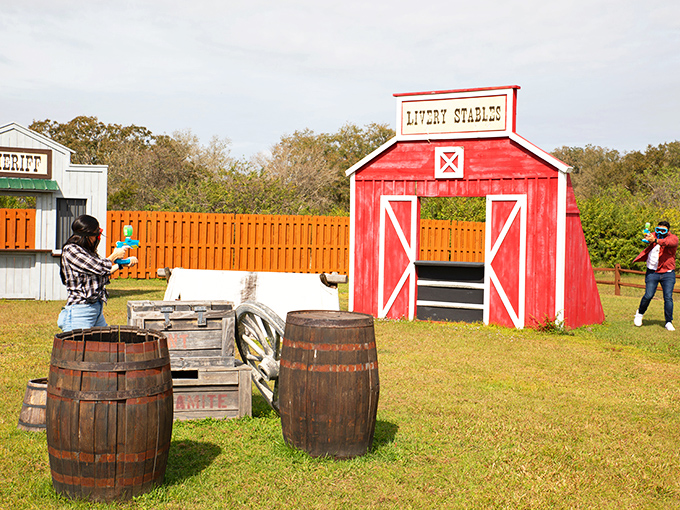 The old-fashioned water gun duel setup lets visitors settle scores without actual bloodshed &ndash; the kind of Western experience everyone can survive.