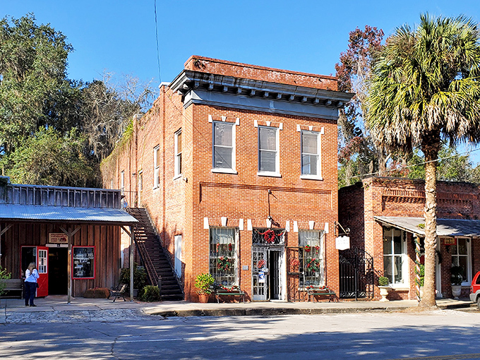The main street of Micanopy stretches beneath ancient oaks, where antique shops and time itself seem to slow to a pleasant Southern drawl.