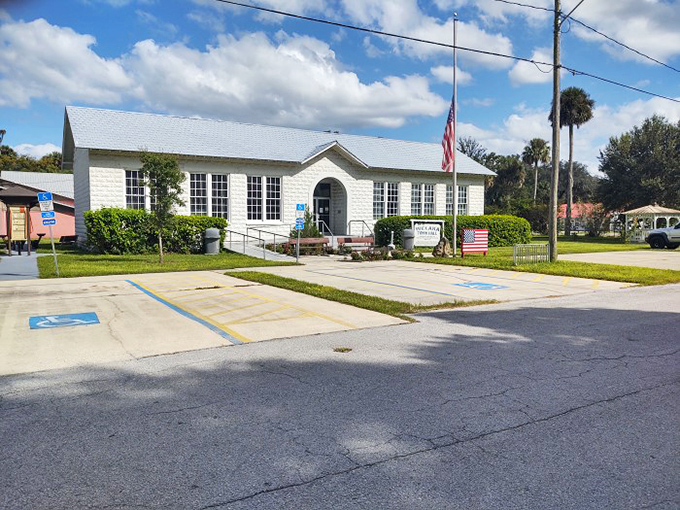 The peaceful waterways around Welaka create a perfect setting for fishing and boating, with homes and docks lining the scenic canals.