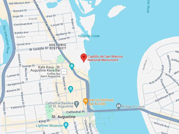 castillo de san marcos map