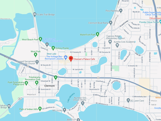 cheesers palace cafe 10 map