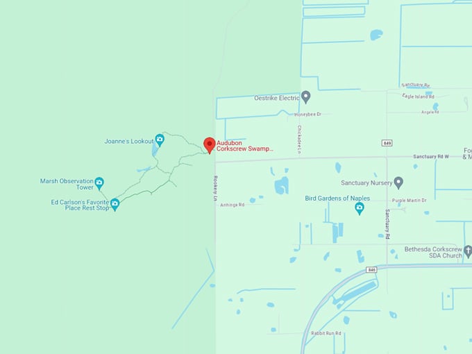 Corkscrew Swamp Sanctuary 10 map