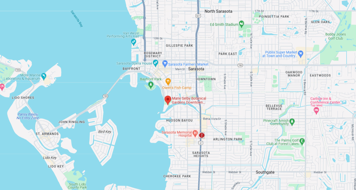map to marie selby botanical gardens