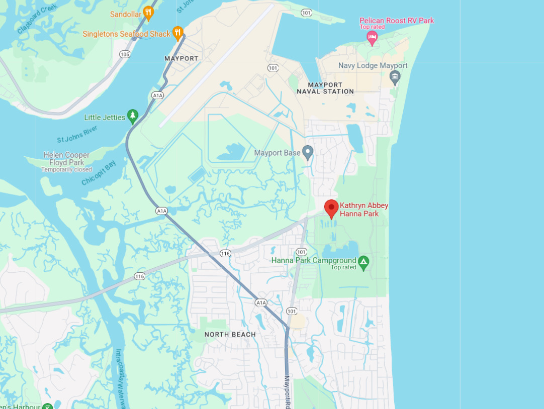 screenshot of kathryn abbey hanna park taken from google maps