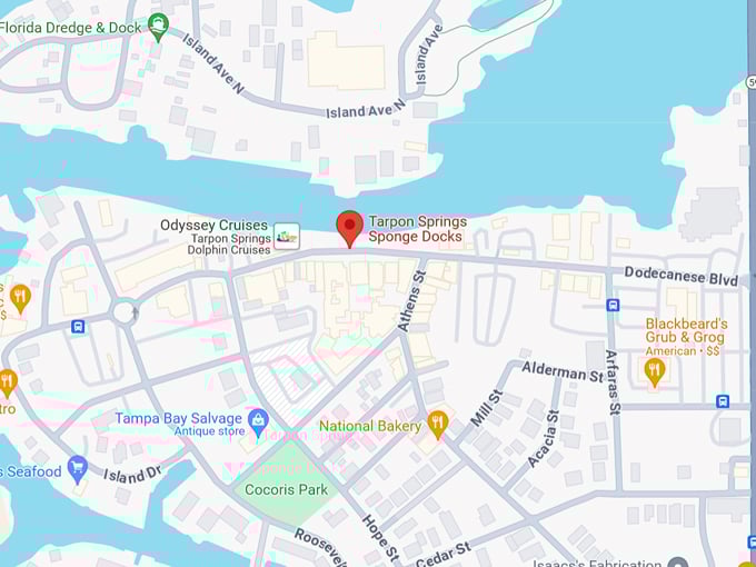 tarpon springs sponge docks 10 map