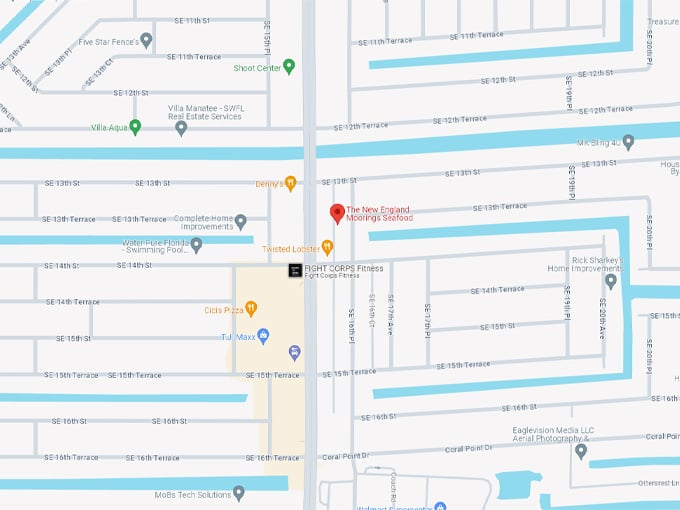 the new england moorings seafood restaurant map
