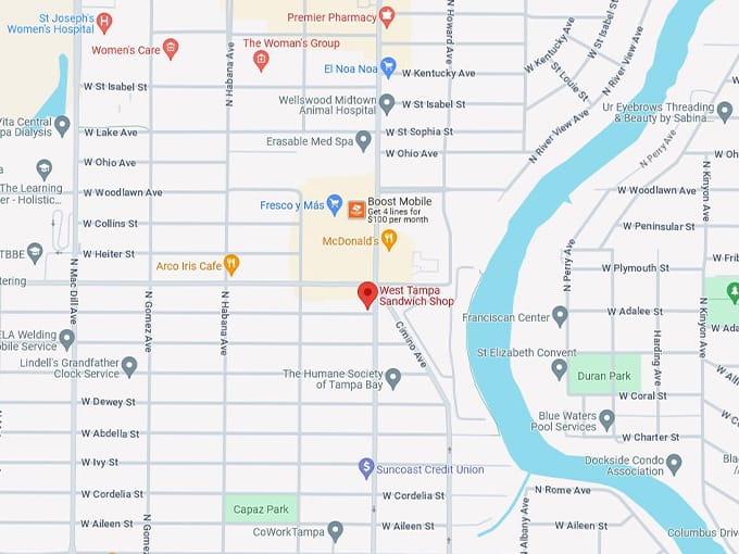 west tampa sandwich shop 11 map