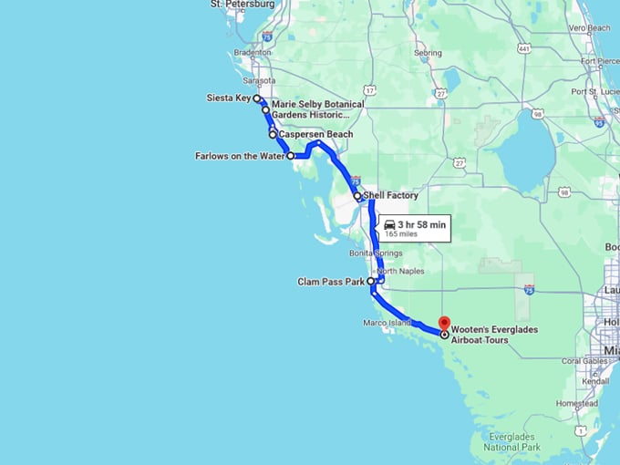 florida landscape road trip 10 map