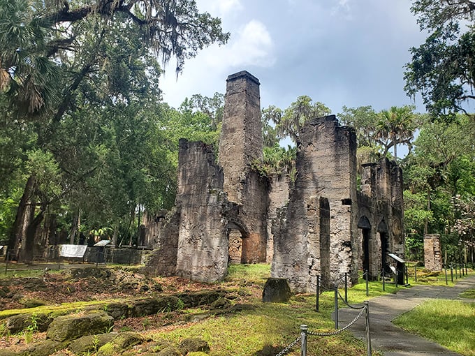 The imposing coquina walls of Bulow Plantation Ruins stand like ancient sentinels, whispering stories of Florida's sweet and complicated past.