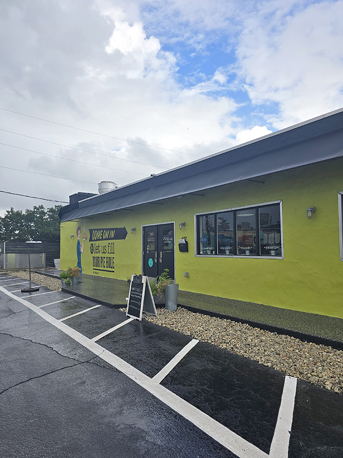 The lime-green exterior of Se7en Bites isn't just a building&mdash;it's a declaration that fun lives here, complete with that cheeky pie hole invitation.