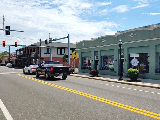 Macclenny's main street whispers stories of simpler times, where pastel storefronts invite visitors to slow down and stay awhile.