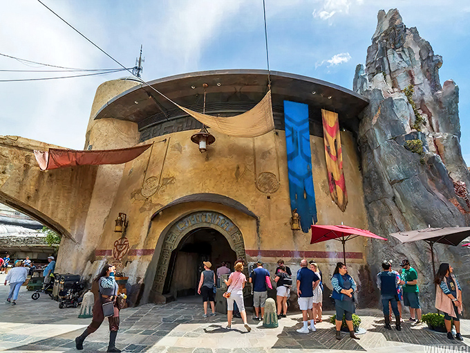 Where weathered stone meets space-age design, this entrance to galactic refreshment stands ready to transport you beyond Florida's borders.